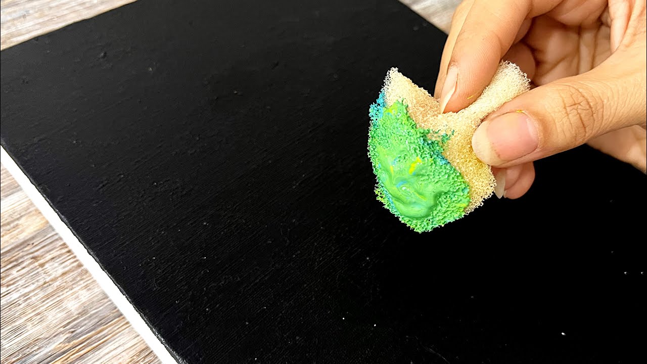 How to draw a Super beautiful landscape on black canvas | Acrylic ...