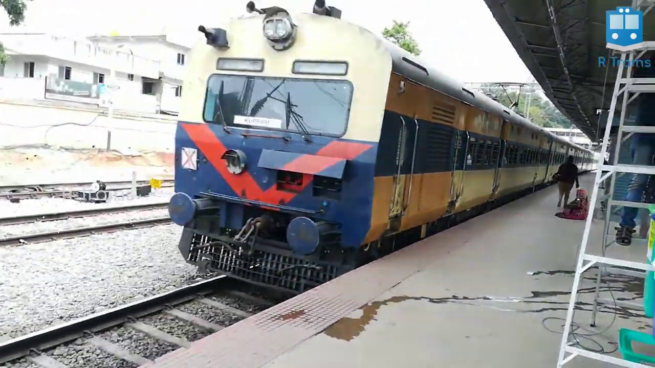 South Western Kuppam MEMU Electric Train leaving Krishnarajapuram KJM ...