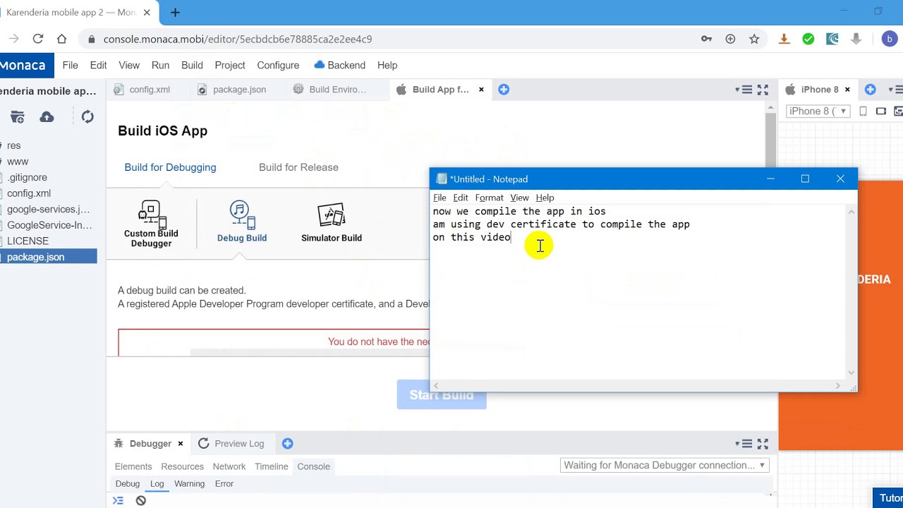 compile app using monaca part 2 - YouTube