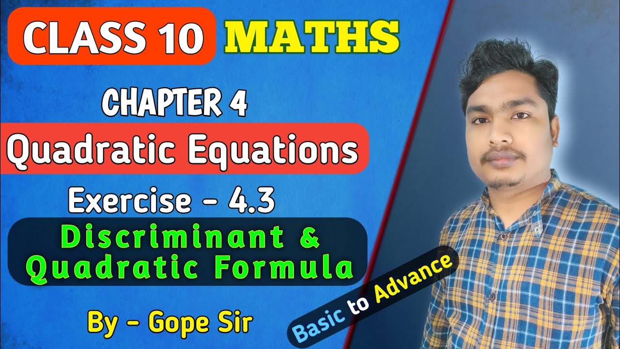 quadratic equations class 10 | discriminant and quadratic formula - YouTube