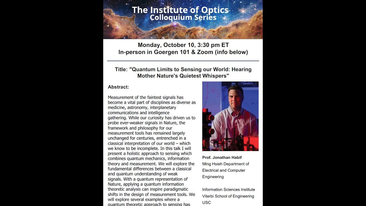 Jonathan Habif "Quantum Limits to Sensing our World: Hearing Mother ...