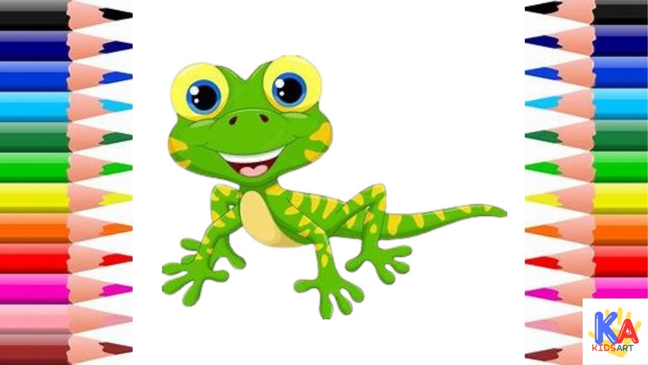 HOW TO DRAW AND COLOR A LITTLE LIZARD FOR KIDS / EASY DRAWING - YouTube