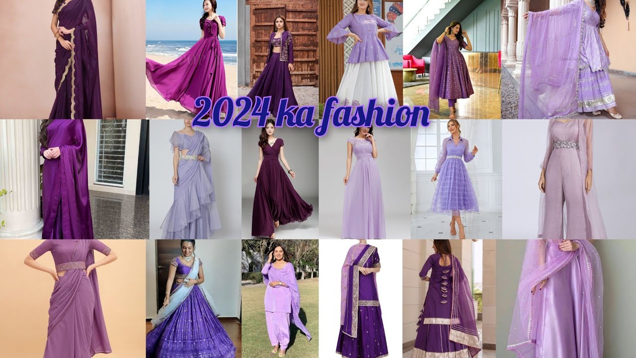 purple 💜 colour dress design| purple colour combination dresseslNew ...