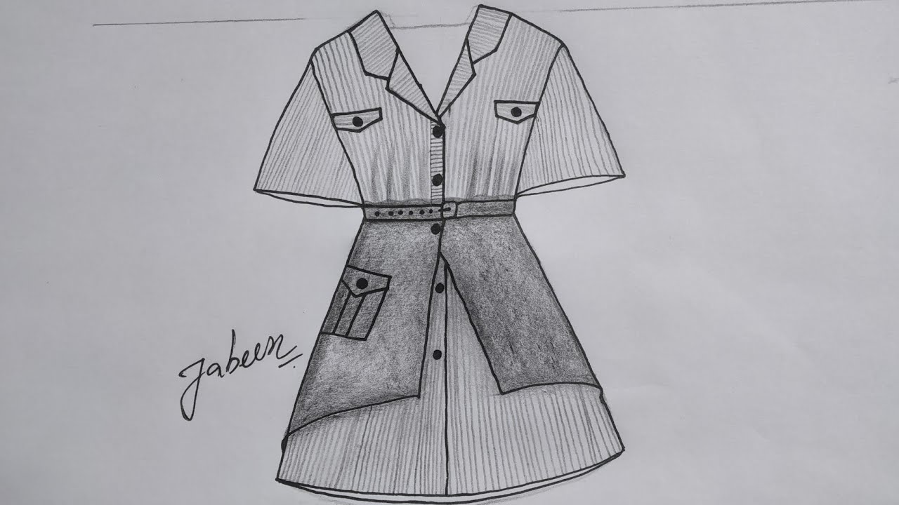 how to draw beautiful short dress// dress drawing // pencil art//easy ...