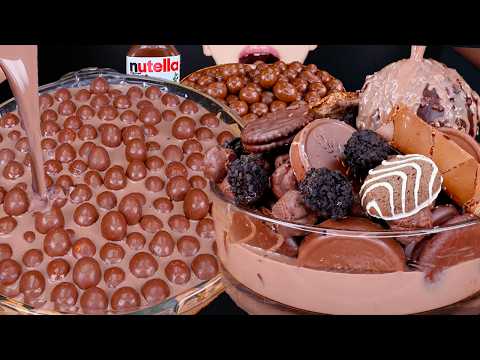 ASMR CHOCOLATE CAKE ICE CREAM MALTESERS NUTELLA DESSERT MUKBANG 초콜릿 먹방チョコレートアイスクリーム 咀嚼音EATING SOUNDS