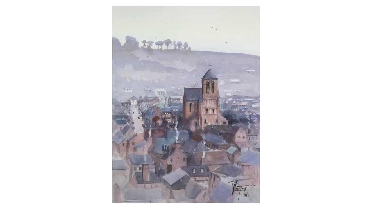 Cityscape painting in watercolor - Painting Normandy France - YouTube
