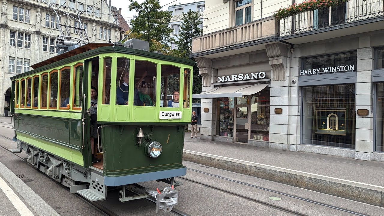 Vintage Transportation: Historic Tram Arrives at Paradeplatz - YouTube
