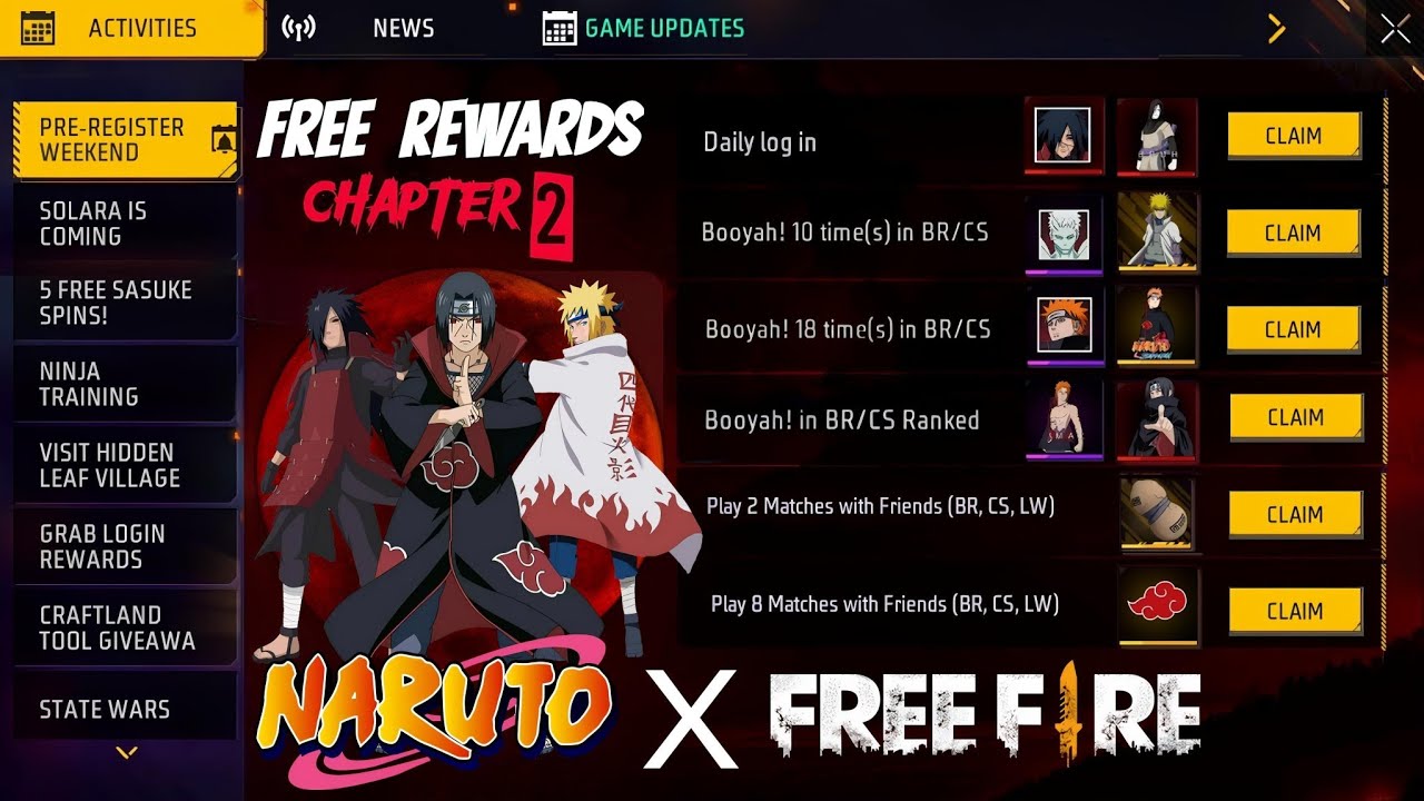 Free Fire x Naruto Chapter 2 💥 New Event | Free Bundle + Confirm ...