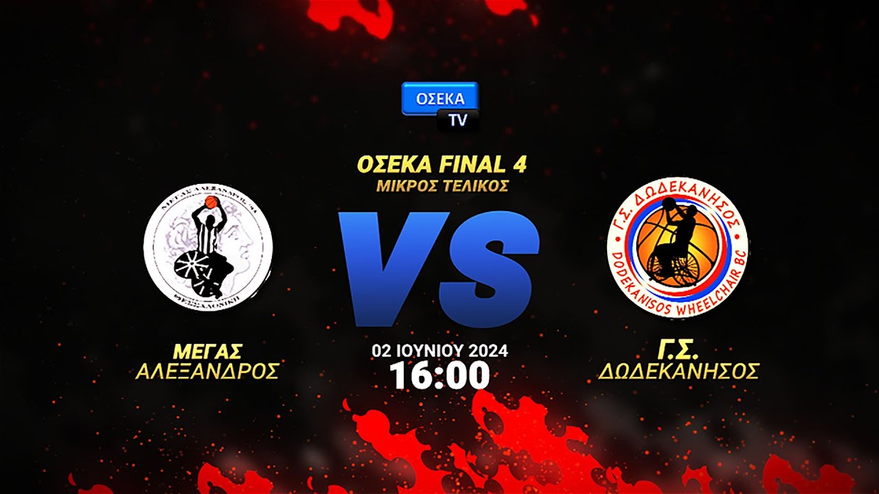 LIVE Μέγας Αλέξανδρος - Γ.Σ. Δωδεκάνησος | Μικρός Τελικός FINAL4 - YouTube