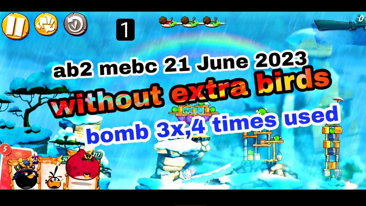 Angry birds 2 mighty eagle bootcamp bomb 3x ( bomb 4 times used ...