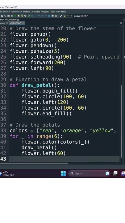 Drawing a Flower With Stem In Python!! (Turtle Module) #shorts #PythonTurtle - YouTube