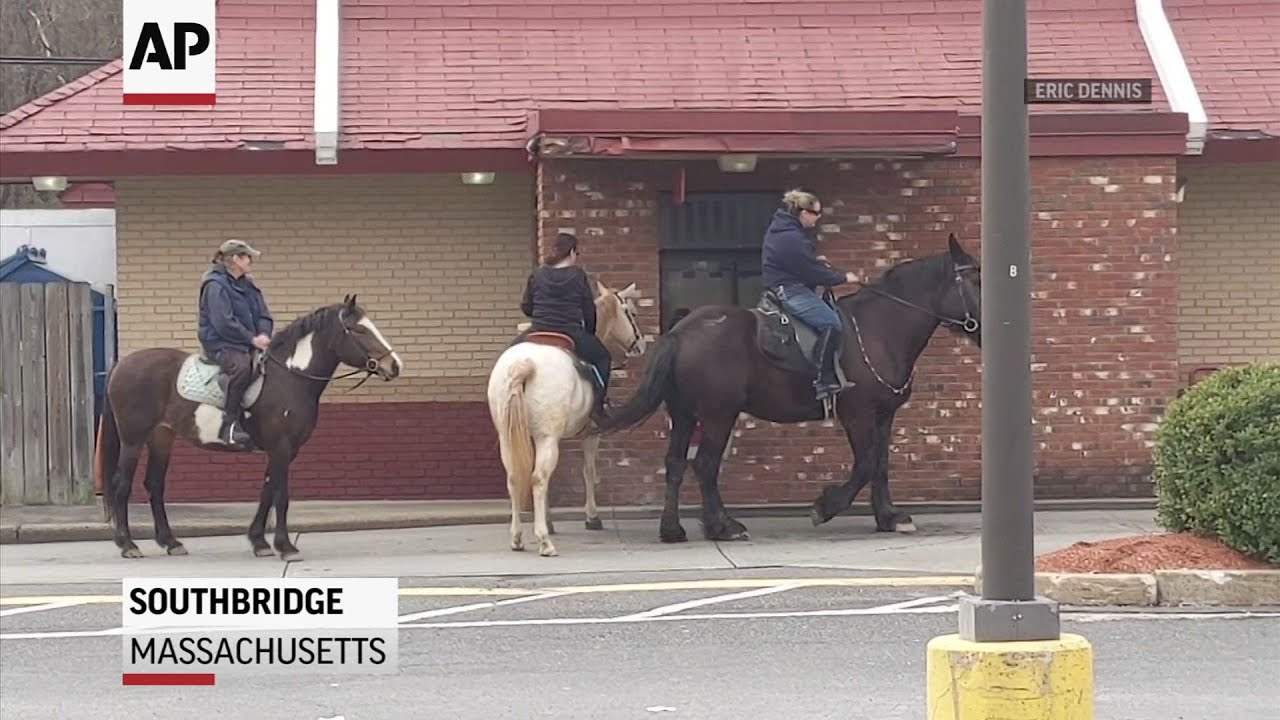 Horseback riders at McDonald's drive-through - YouTube