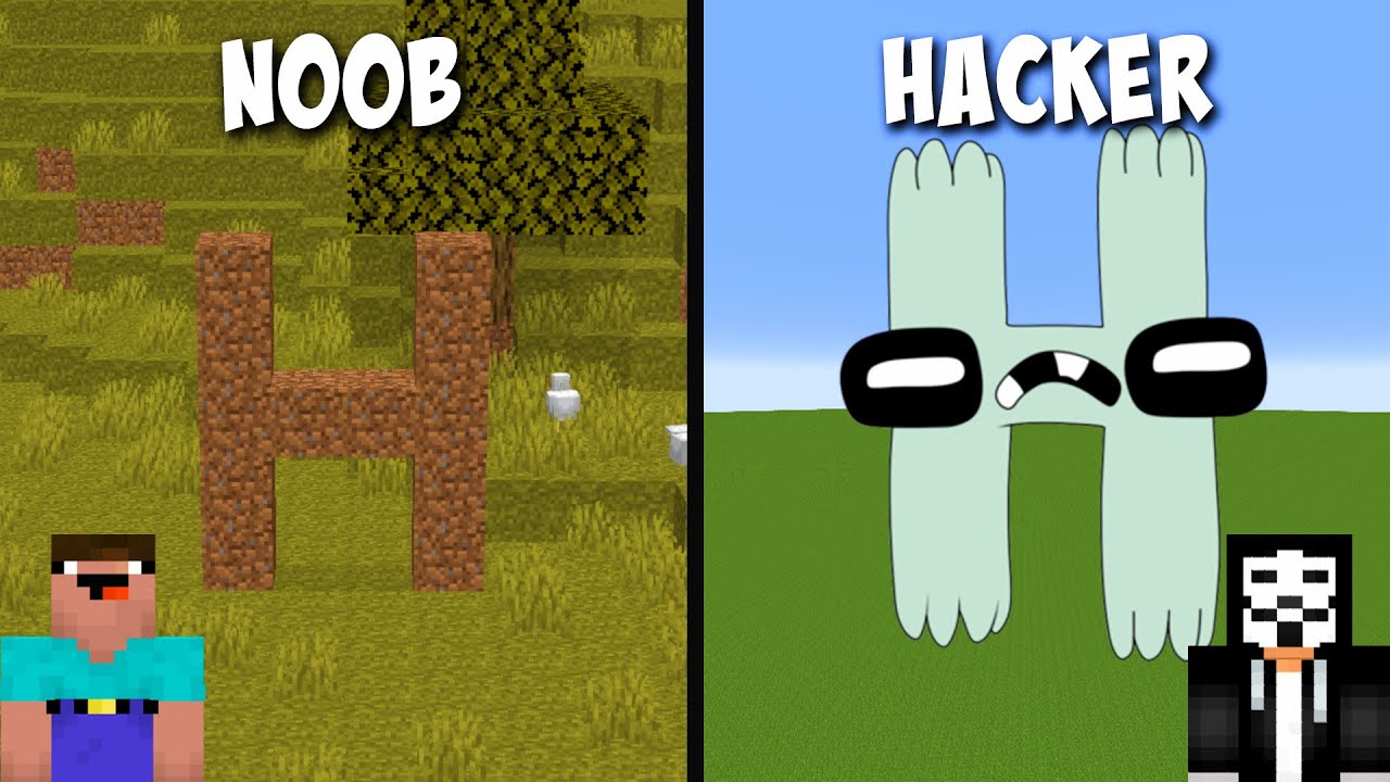 NOOB VS HACKER build ALPHABET LORE letter H in Minecraft ! - YouTube