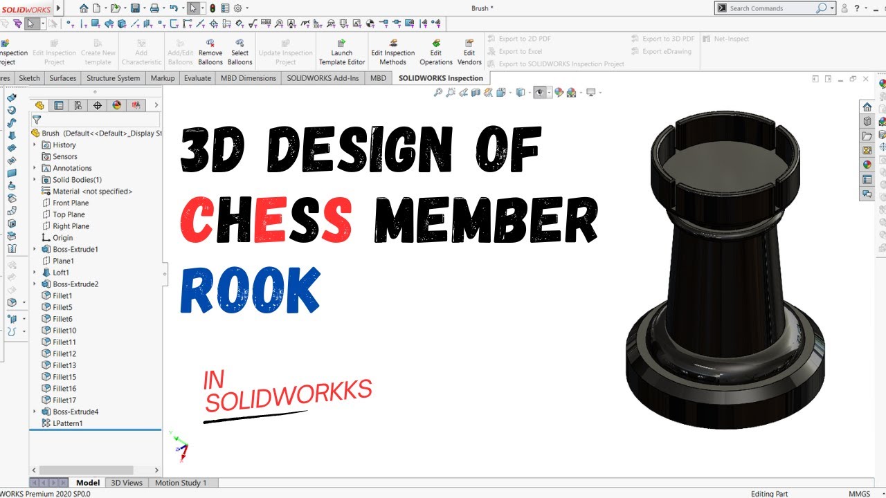 SolidWorks for Beginners: Design a 3D Printable Chess Rook (Easy & Fun ...