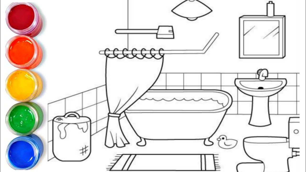 How to draw easy bathroom | easy drawing step by step for kids - YouTube