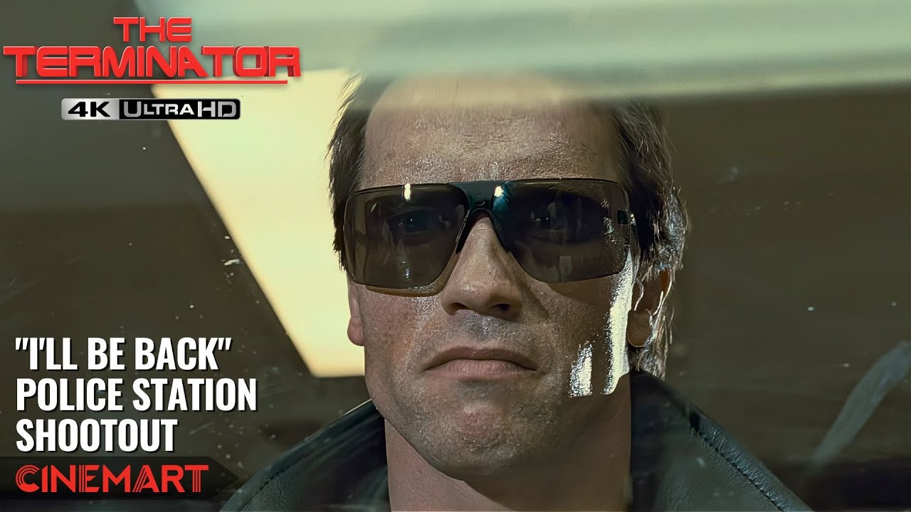 TERMINATOR (1984) | "I'll be Back" | Police Station Shootout Scene 4k ...