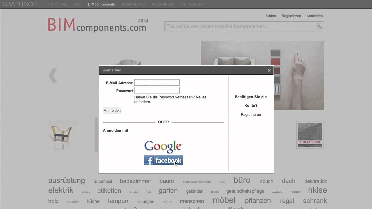 ArchiCAD 16 - BIMcomponents - 8 - BIM Components-Portal: An- und Abmeldung - YouTube