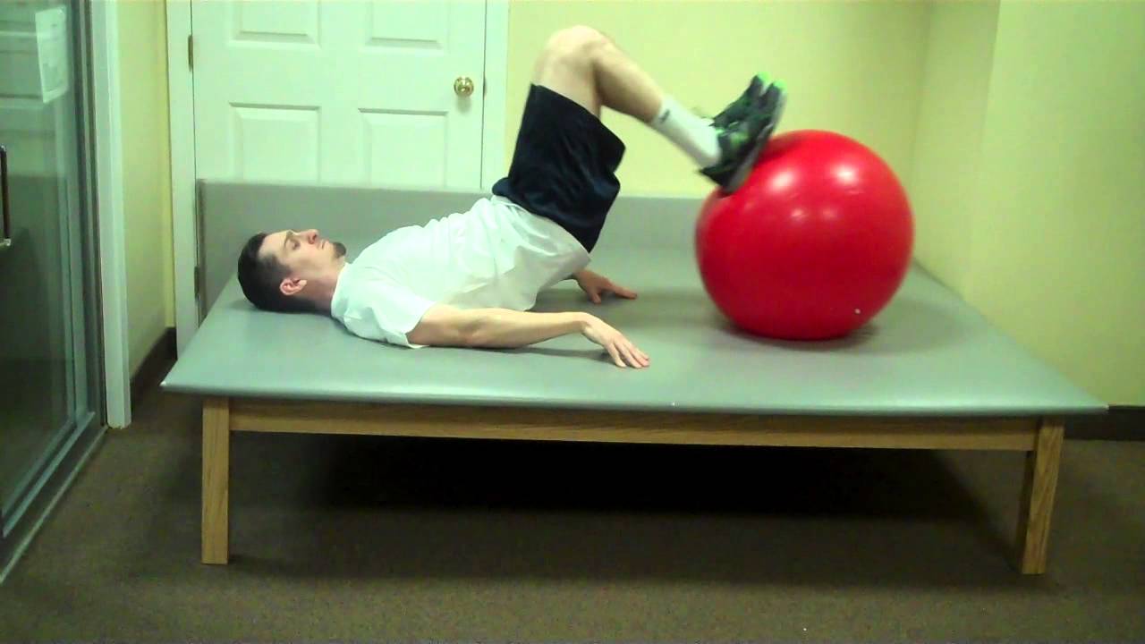 Physioball Hamstring Curls with Bridge - YouTube