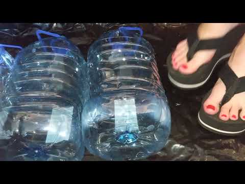 Sondra Heels: Lady L crush plastic bottles.