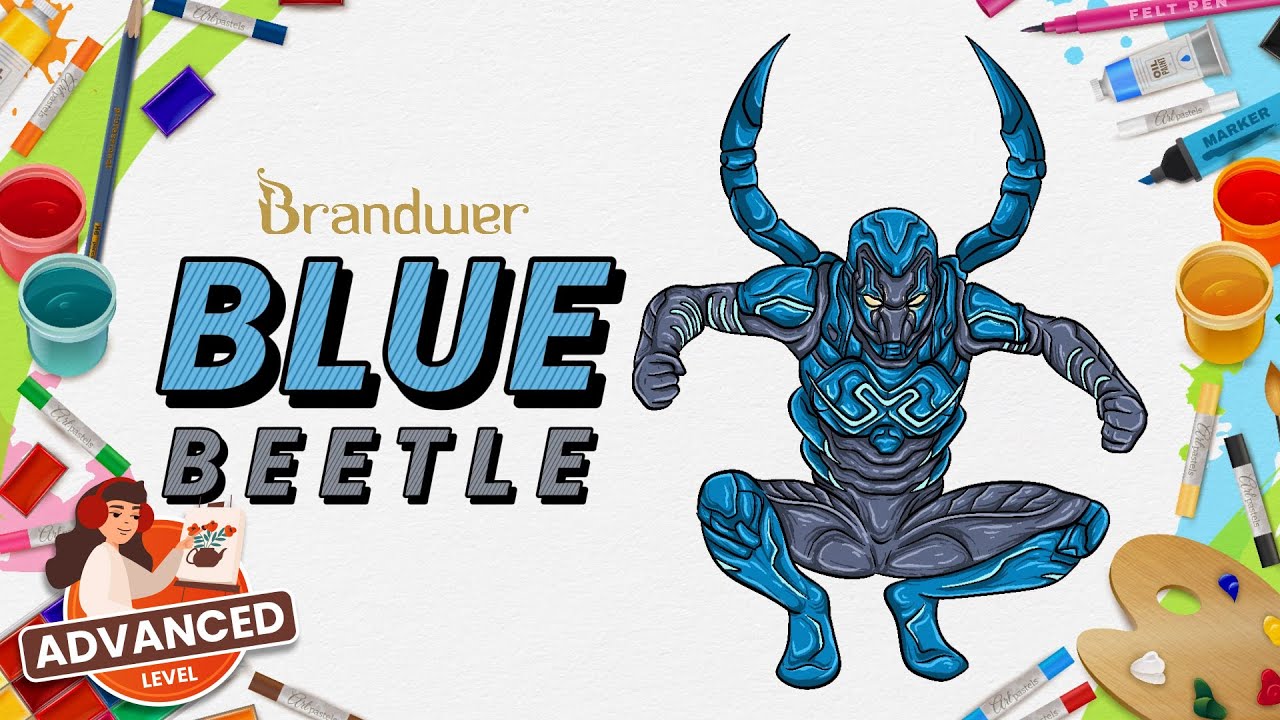 How to Draw Blue Beetle - Step-by-Step Tutorial - YouTube