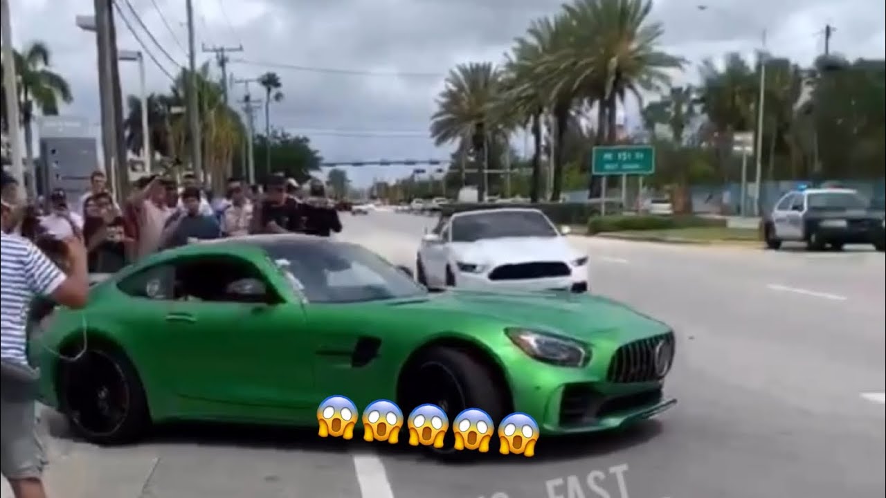 $200,000 Mercedes Amg GTR almost crashes in to mustang !!! - YouTube