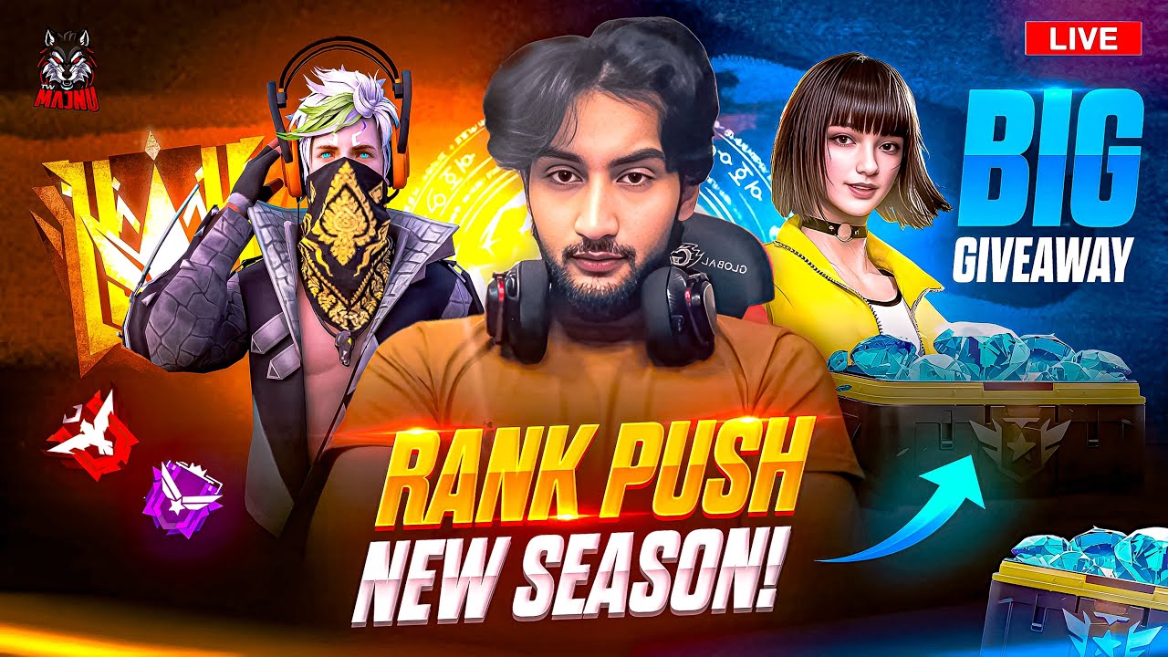 🔴 LIVE : TW Majnu BIG GIVEAWAY😱 & New Season Rank Push! | Free Fire 🎉 ...