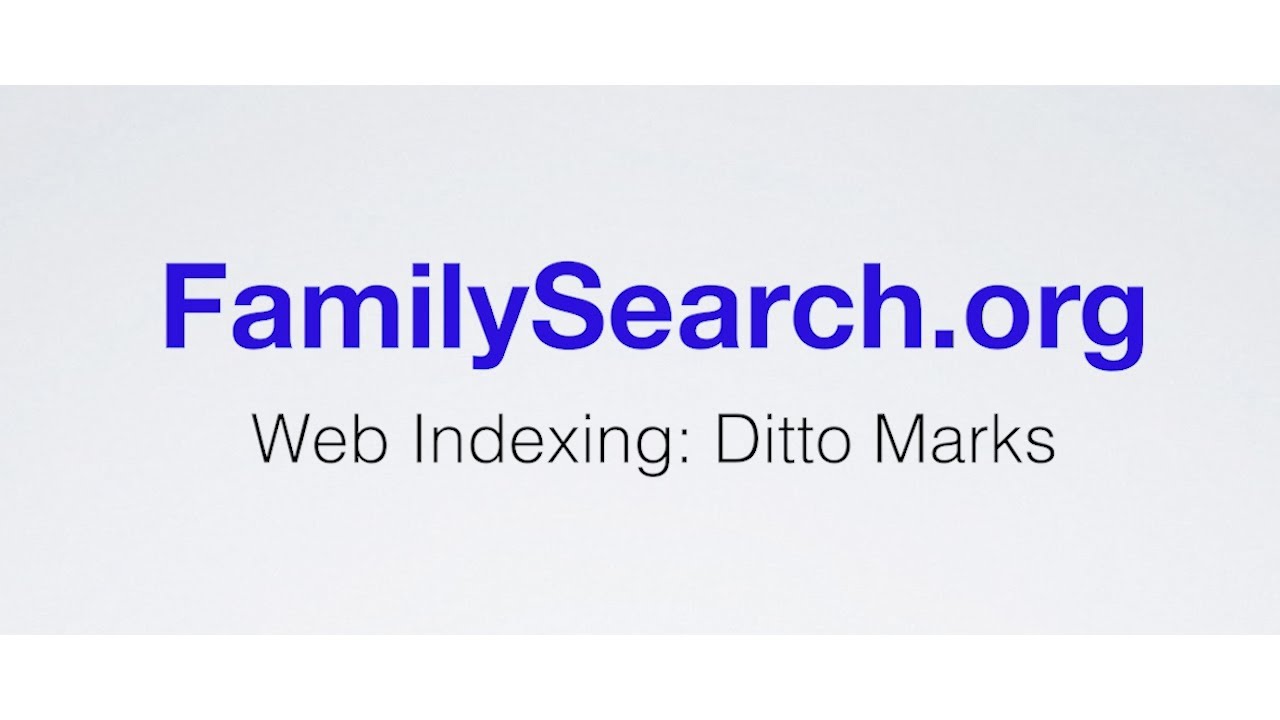 Web Indexing - Ditto Marks - YouTube
