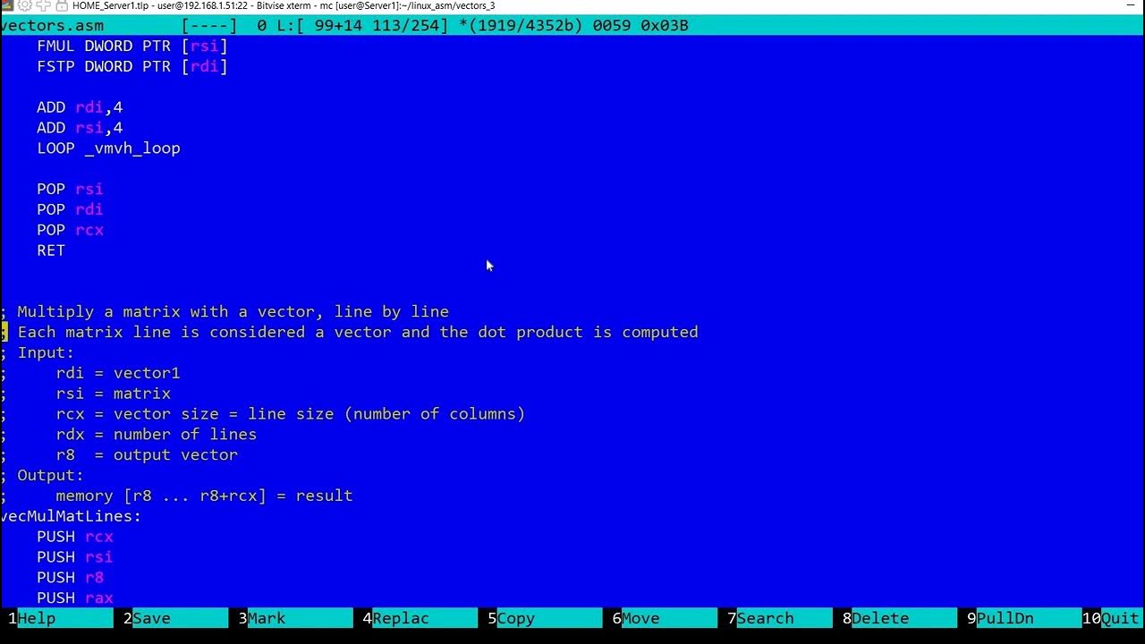 Matrix operations in assembly language - YouTube
