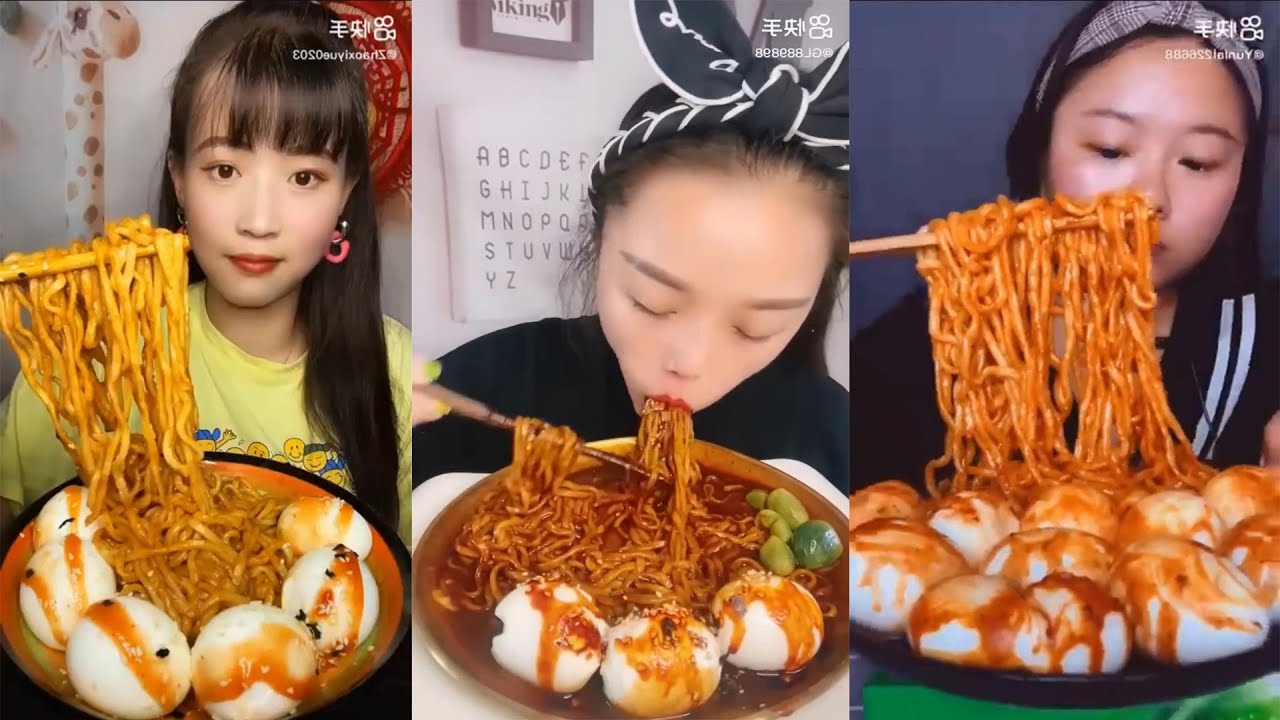 Wow! so yummy mukbang spicy noodles | eating foods | eating spicy noodle too much| Chinese ...