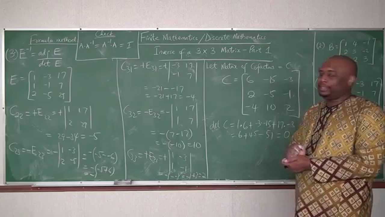 Inverse of a 3 x 3 Matrix - Part 1 - YouTube