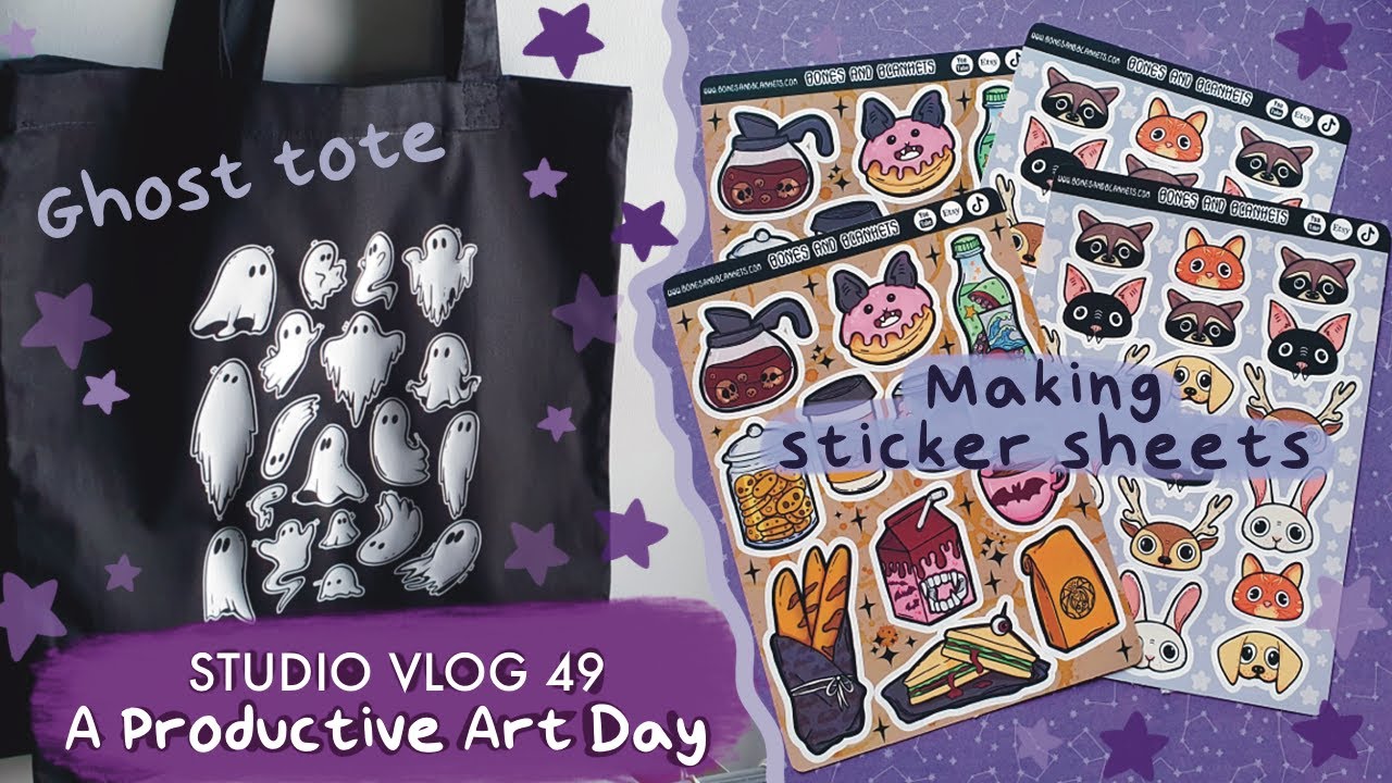 Productive Artsist Day in the Life | Drawing | Sticker Sheets | Packing ...