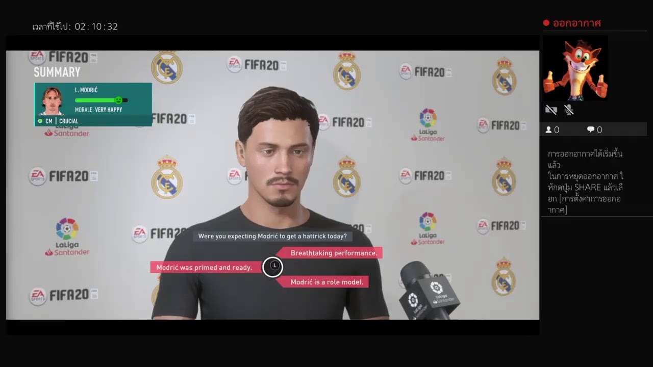 การออกอากาศ PS4 สดFIFA20ของ Nick_pk555 - YouTube