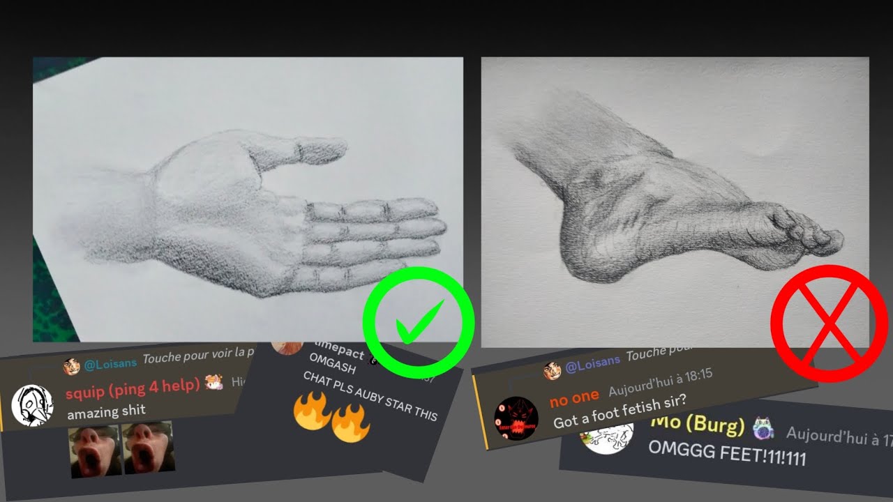 when your posting Hand drawings vs Feet drawings - YouTube