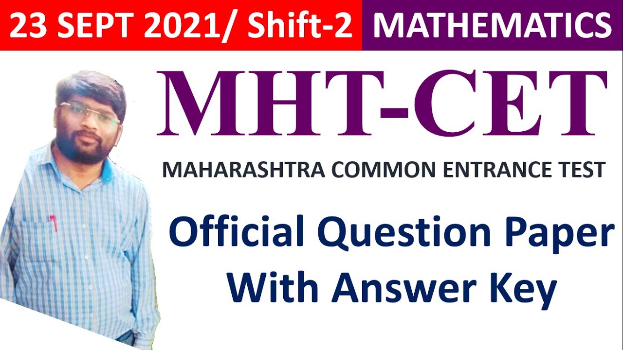MHT-CET 2021 l Official Mathematics Question Paper - YouTube