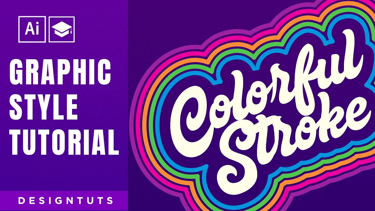 Colorful Strokes Text Effect in Adobe Illustrator - Graphic style ...