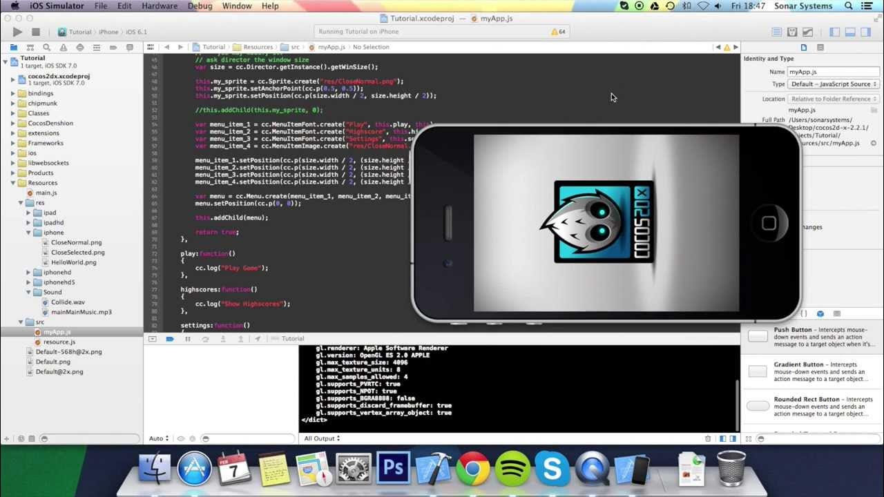 Cocos2d-x JavaScript Tutorial 41 - Adding a Menu Image Item - YouTube