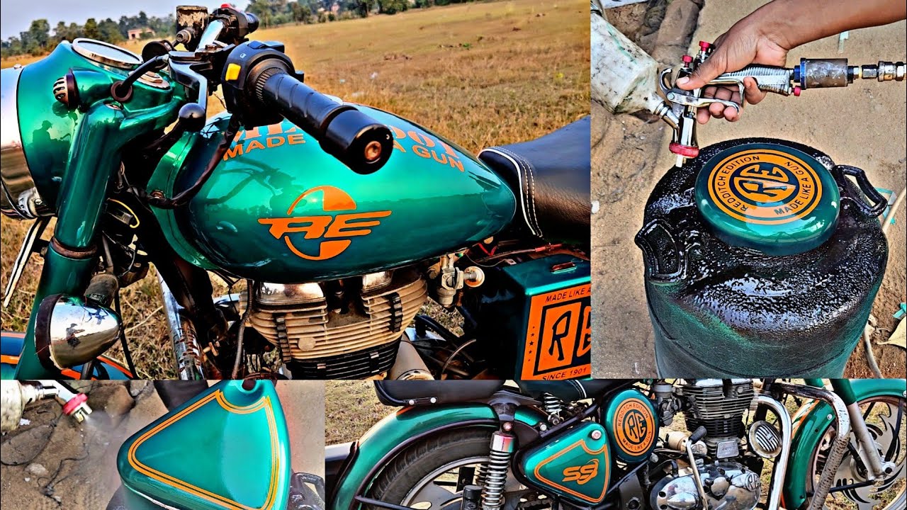 How to paint candy colour | Candy green paint job on classic 350 - YouTube