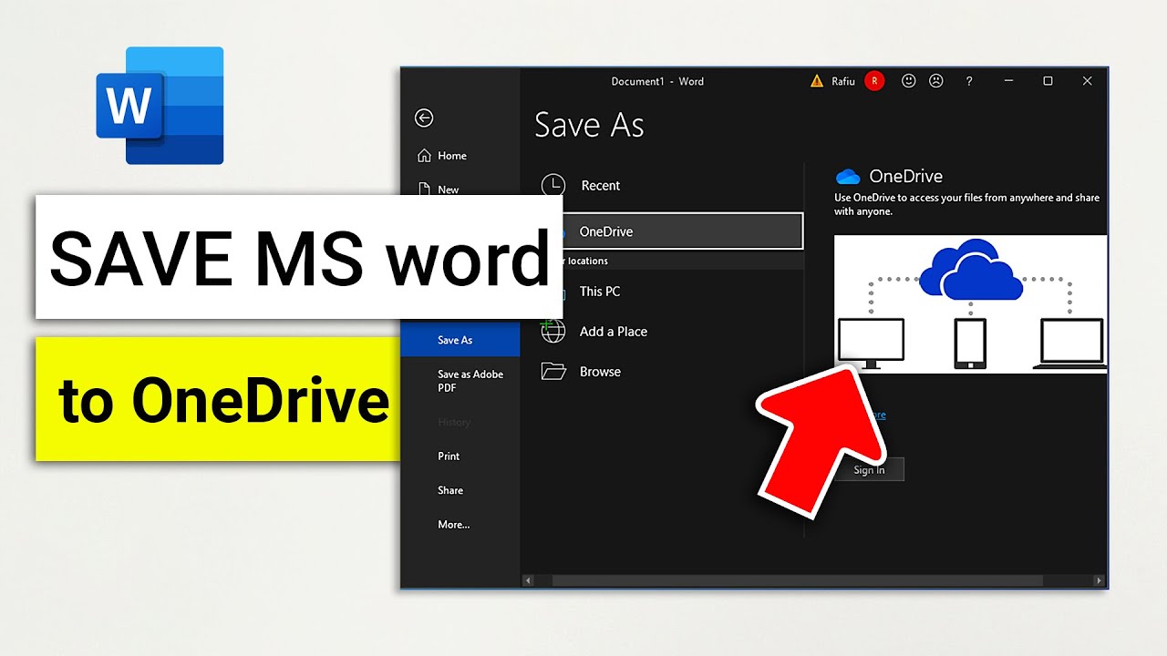 How to AutoSave MS Word documents to OneDrive - YouTube