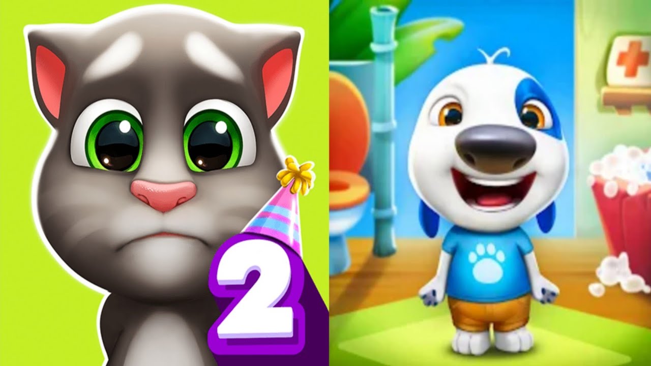 My Talking Tom Gold run Vs My Talking Tom 2 😇- Funny Moments Gameplay ...