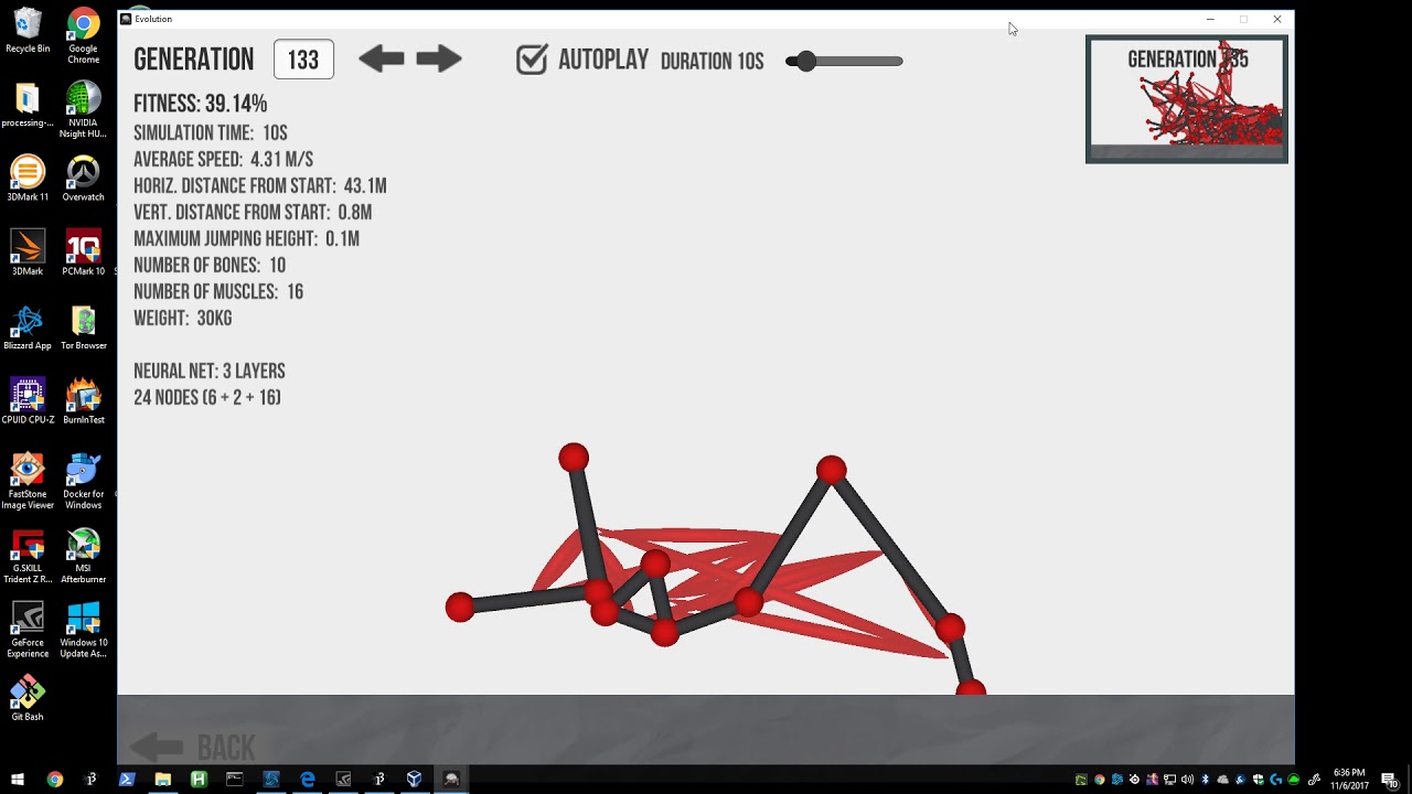 evolution simulator creature with long gait - YouTube