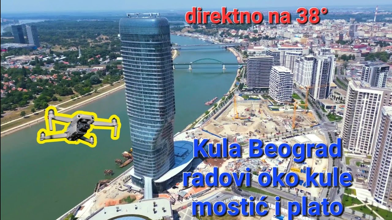 Kula Beograd radovi mostić i plato kod kule,2 nove zgrade - YouTube