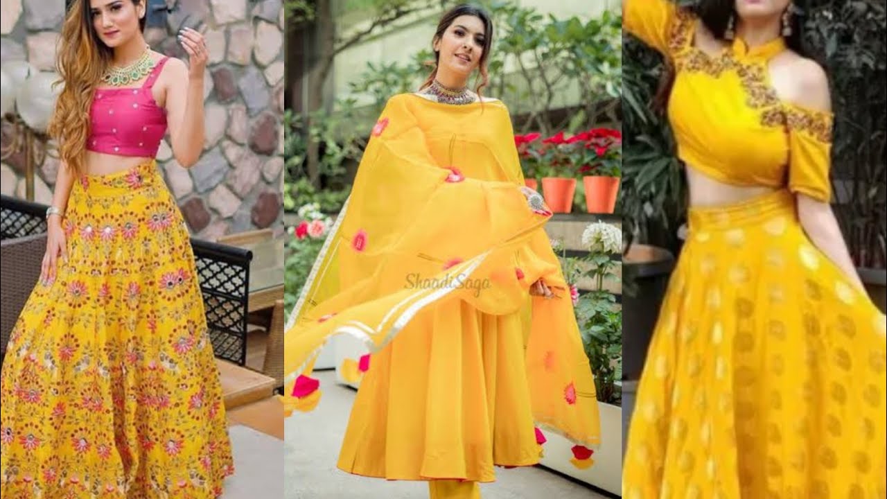 Haldi functions dresses | Haldi Ceremony Outfit ideas ️ Bride dress ...