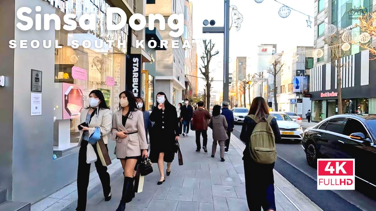 [4K] Sinsa Dong Garosu gil Gangnam Seoul Spring Walking Tour 서울 강남 신사동 ...