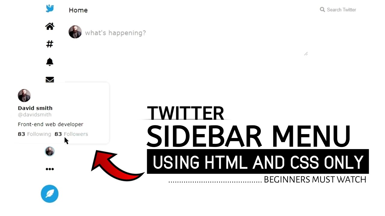 Side Navigation Bar In HTML and CSS | Twitter Sidebar Menu - YouTube