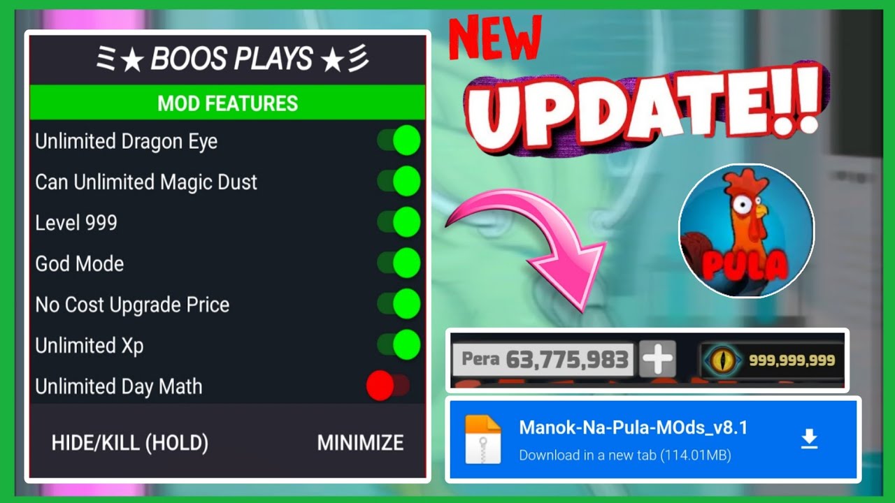 Manok Na Pula Mod Menu v8.1 | Unli Magic Powder, Unli Money, Unli ...