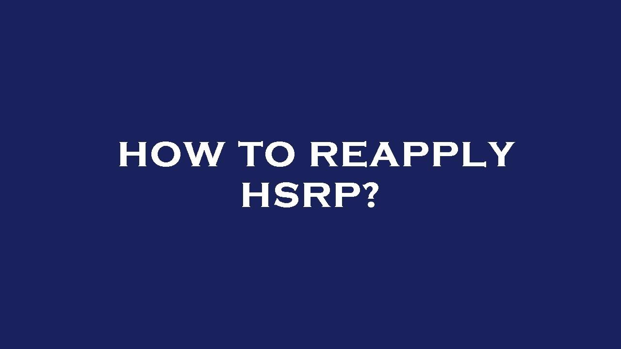 How to reapply hsrp? - YouTube