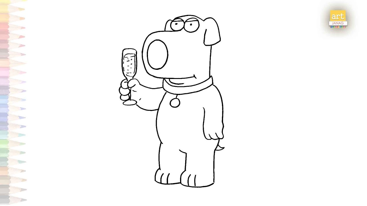 Brian Griffin drawings easy | Family Guy sketches| How to draw Brian ...
