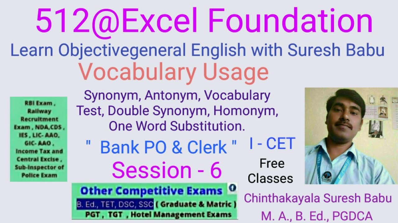Learn Objective General English with Suresh babu l Vocabulary Usage l ...