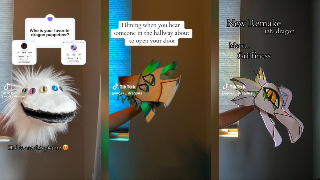 Moss._.Dragons (@Tealy___ ) Paper Dragon Puppet TikTok Compilation 2 ...