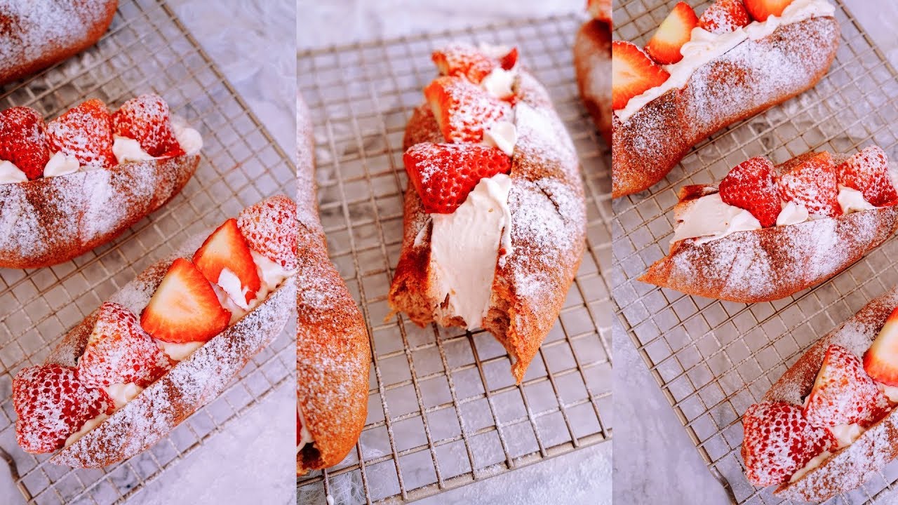 Strawberry Soft European Bread-网红草莓软欧面包 - YouTube